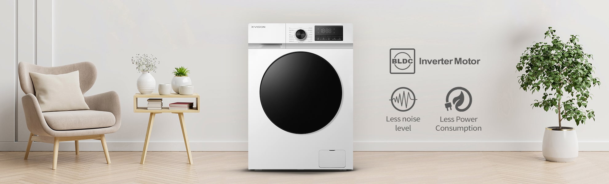 ماشین لباسشویی8 کیلوگرمی ایکس ویژن مدل TF84 - نمایشگاه بی‌نظیر